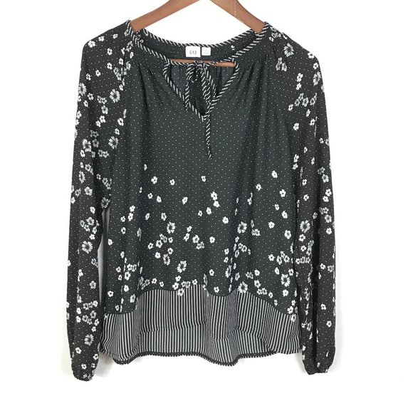 GAP | Tops | Gap Womens Smocked Mixed Print Blouse Long Sleeve | Poshmark